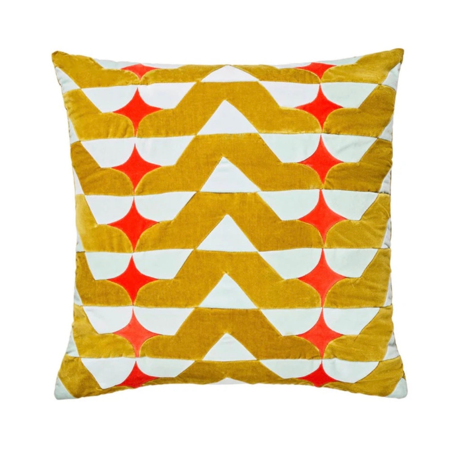 Christina Lundsteen Brie Cushion in Golden Olive-Sky Blue-Tomato ...